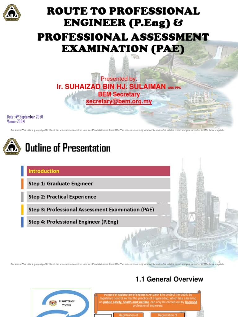 ROUTE TO P.Eng & PROFESSIONAL ASSESSMENT EXAMINATION (PAE) | PDF ...