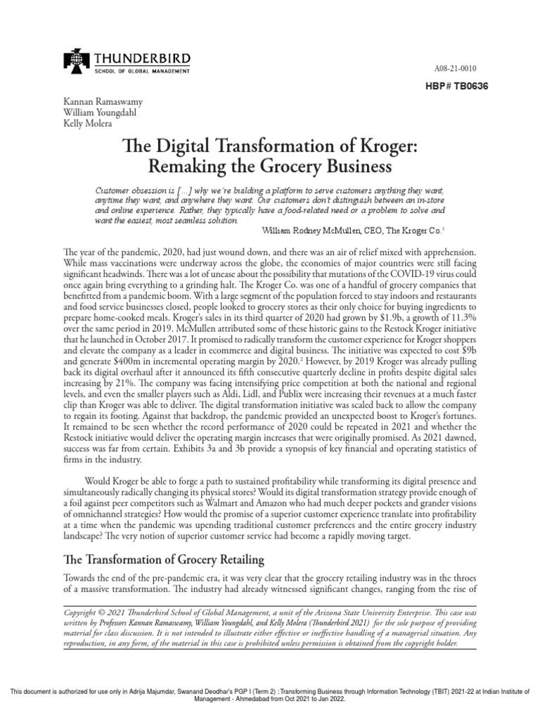The Digital Transformation of Kroger Remaking The Grocery Business ...