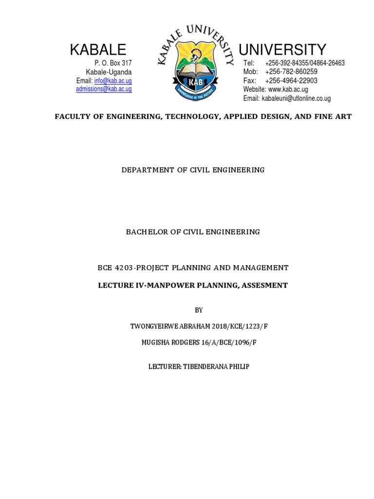 Project Planning and Management-Lecture Iv-Manpower - Planning ...