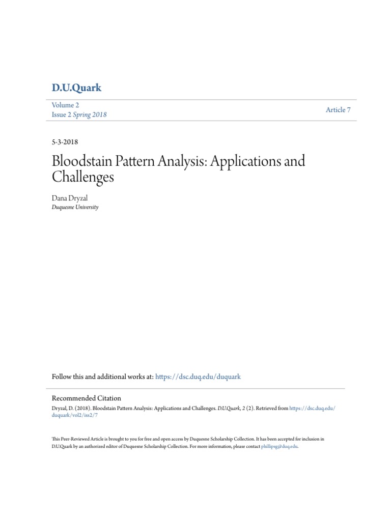 Bloodstain Pattern Analysis - Applications and Challenges | PDF