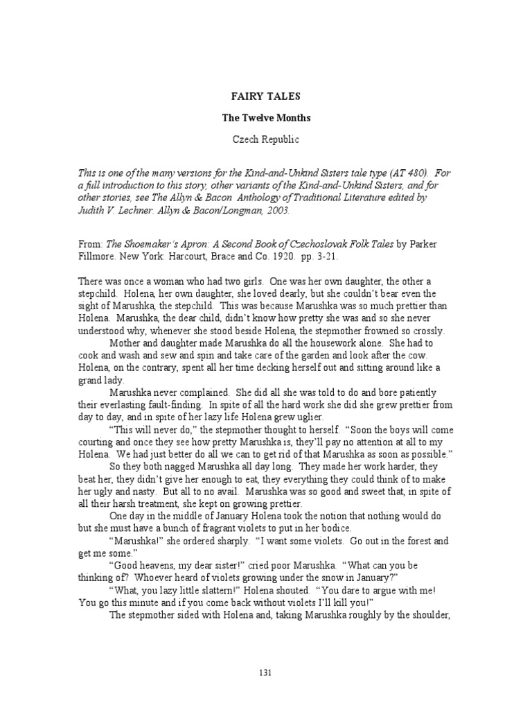 Fairy Tales The Twelve Months | PDF | Poetry