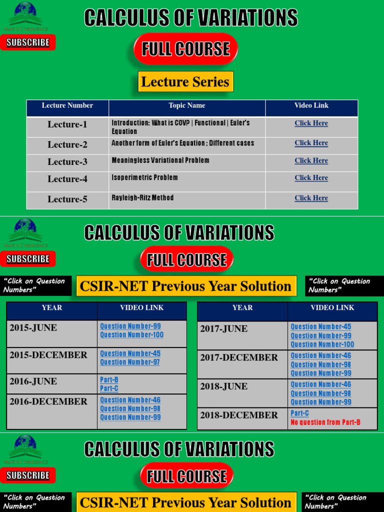 Calculus Variations Course | PDF | Calculus Of Variations ...