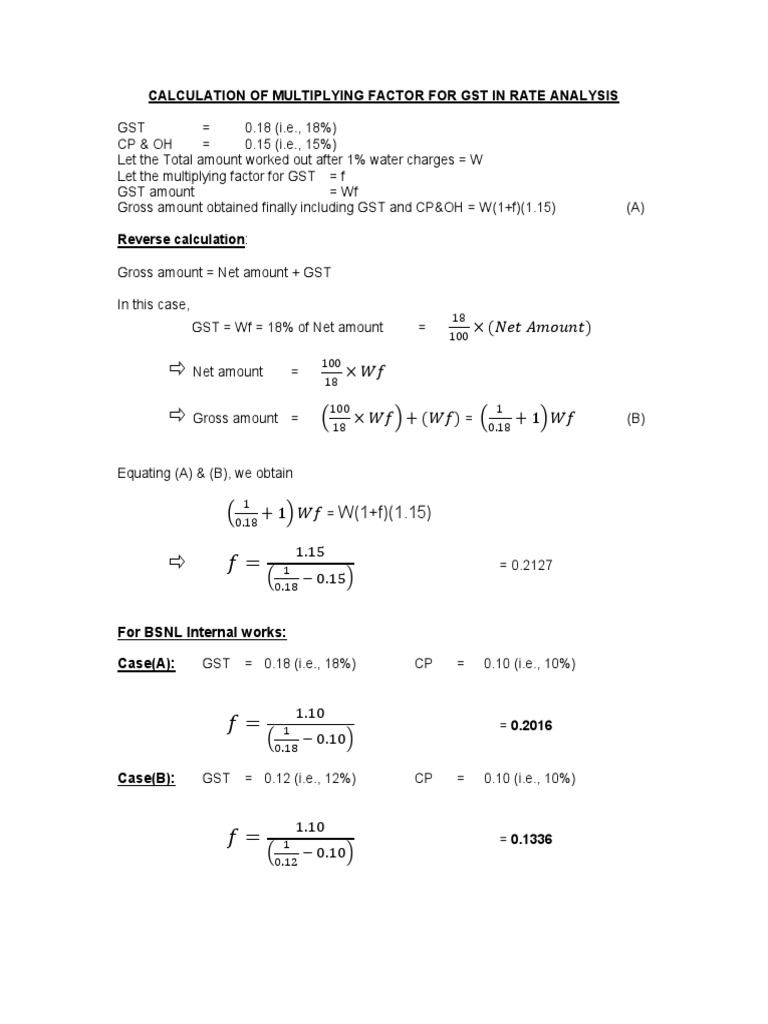 GST Multiplication Factor | PDF