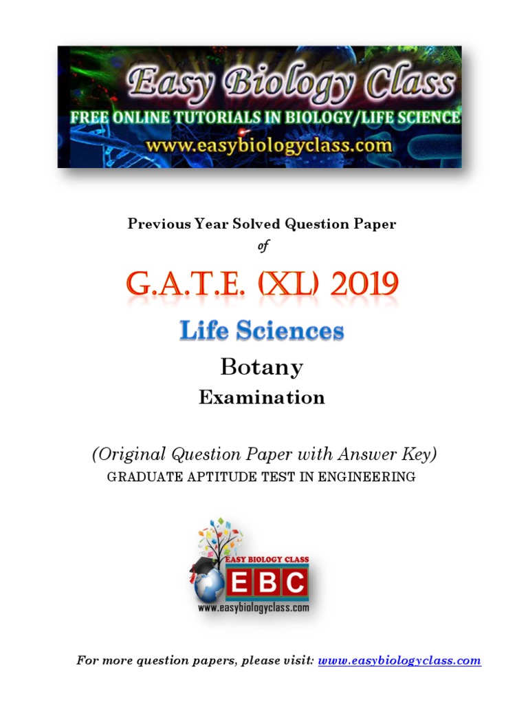 GATE Botany XL-R Previous Year Paper | PDF | Genotype | Botany