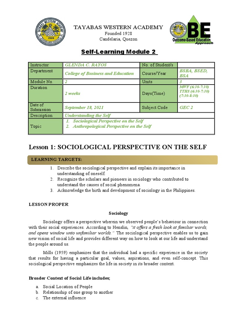 Gec 2 Module 2 Edited | PDF | Self Concept | Self