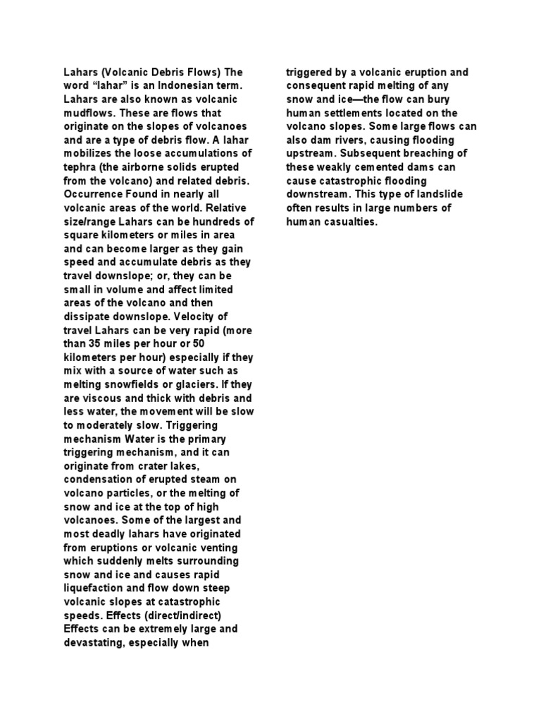 Volcanic Lahars: Hazards & Impact | PDF
