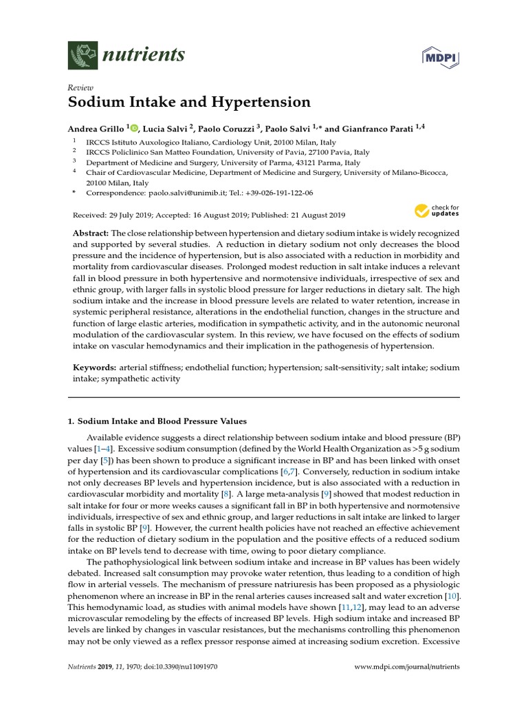 Sodium Intake and Hypertension | PDF | Hypertension | Blood Pressure