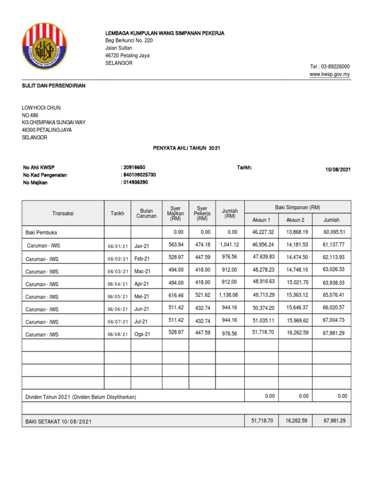 Penyata KWSP 2020 | PDF