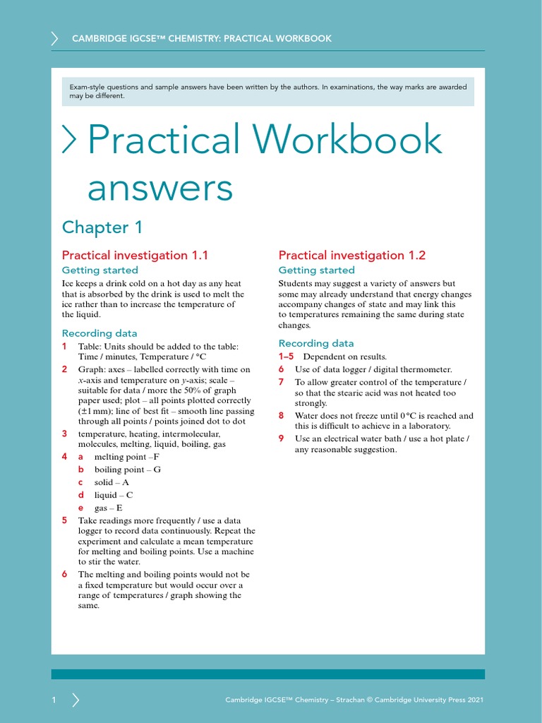 Igcse Chemistry 5ed TR Practical Workbook Answers | PDF | Anode | Redox Igcse Chemistry 5ed TR Practical Workbook Answers | PDF | Anode | Redox