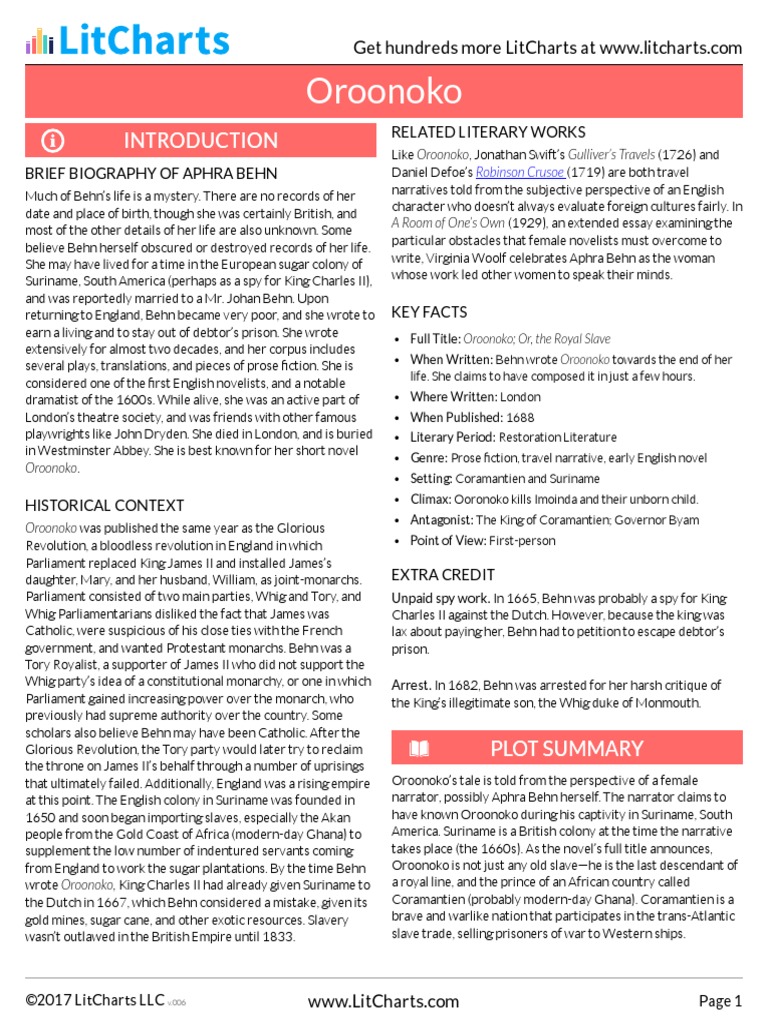 Oroonoko LitChart | PDF | Slavery