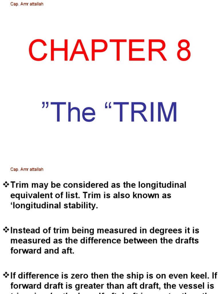 Understanding ship trim and calculating final drafts | PDF | Stern ...