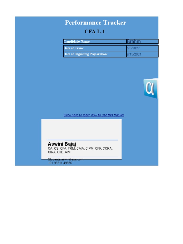 Performance Tracker: Cfa L-1 | PDF | Economics | Derivative (Finance)