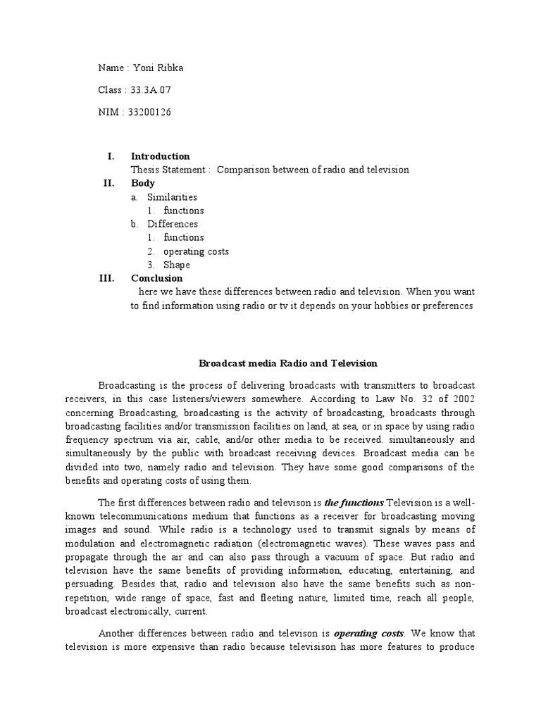 Essay Writing About Radio and Television | PDF | Transmission Medium ...