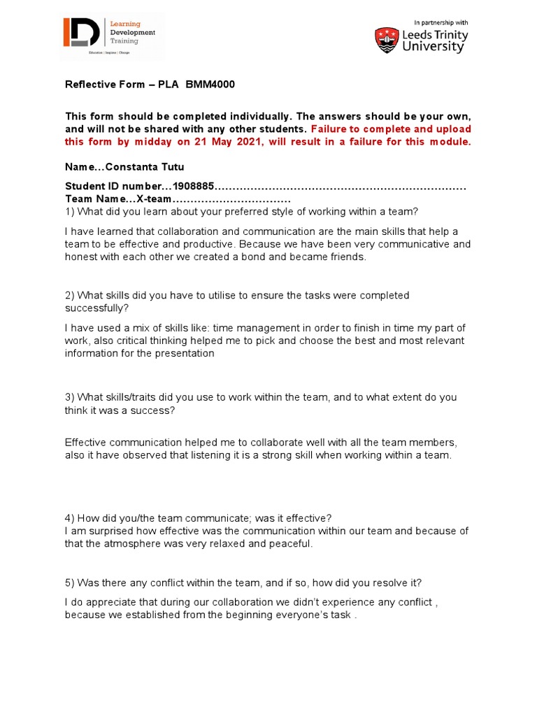 Reflective Form - BMM4000 - Spring 2021 | PDF | Learning ...