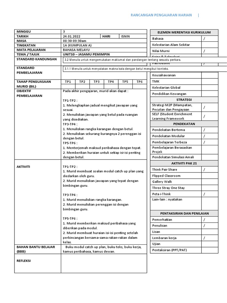 CTH RPH Catch Up Plan 2022 | PDF