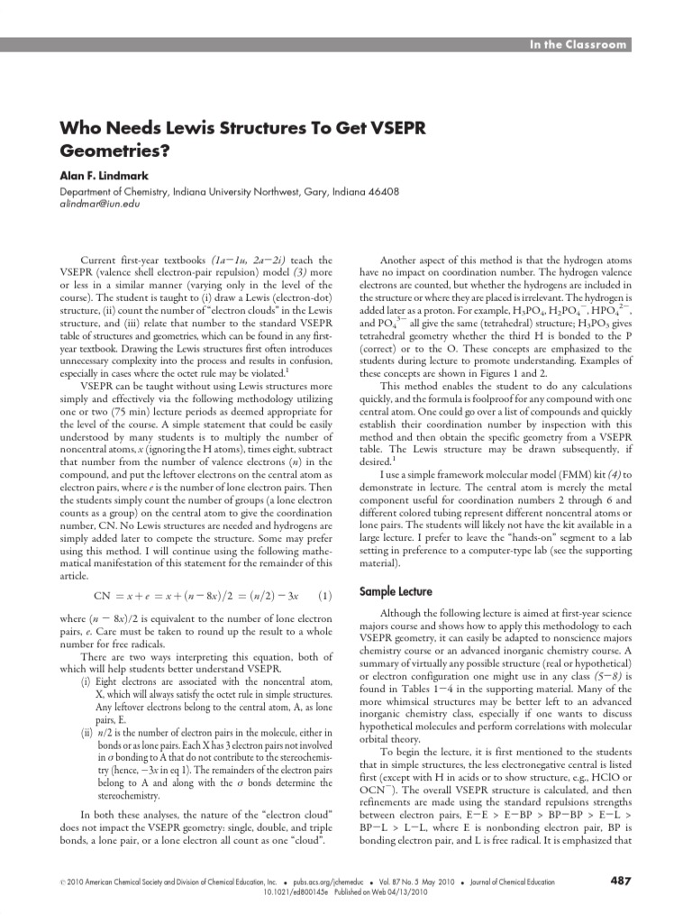 6 Lewis Structure VSEPR (1 Org) | PDF | Chemical Bond | Isomer