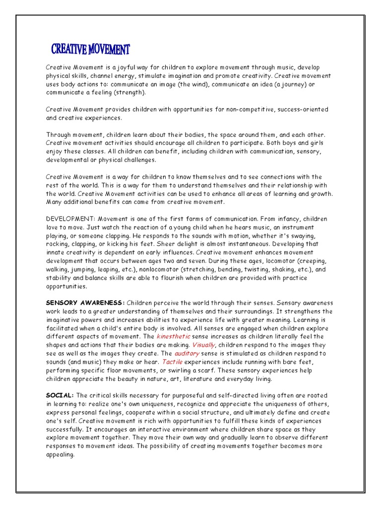 Creative Movement Is A Joyful Way For Children To Explore Movement ...