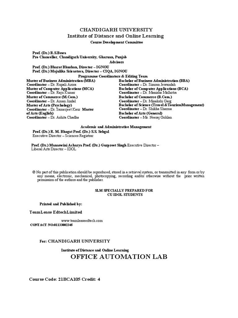 Office Automation LAB | PDF | Software | Computing