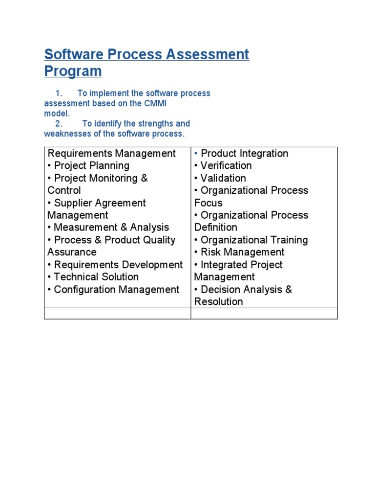 Software Process Assessment | PDF | Business | Computing