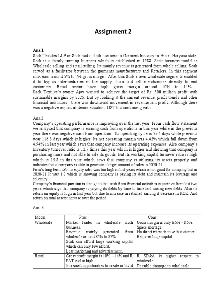 Group5 - Assignment 2 | PDF | Gross Margin | Revenue