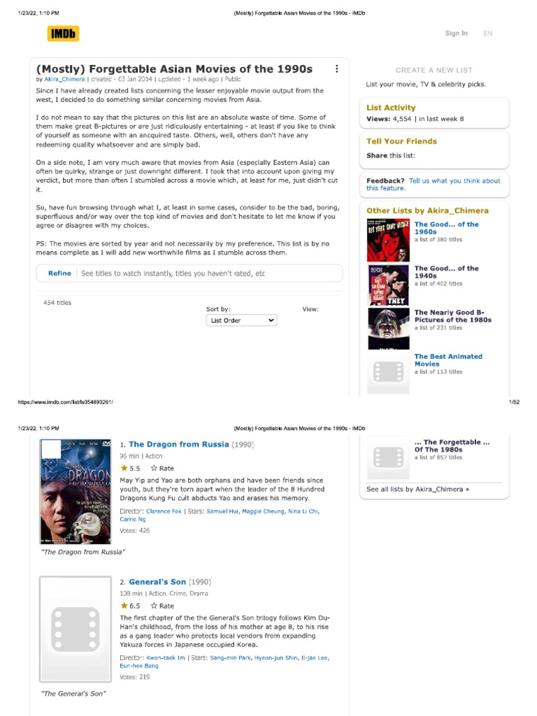 Forgettable Asian Movies of The 1990s | PDF