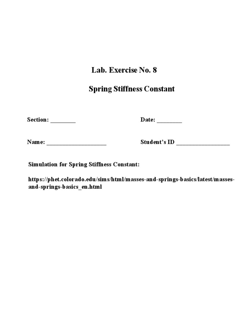 Lab 8 (Spring Stiffness Constant) | PDF | Elasticity (Physics ...
