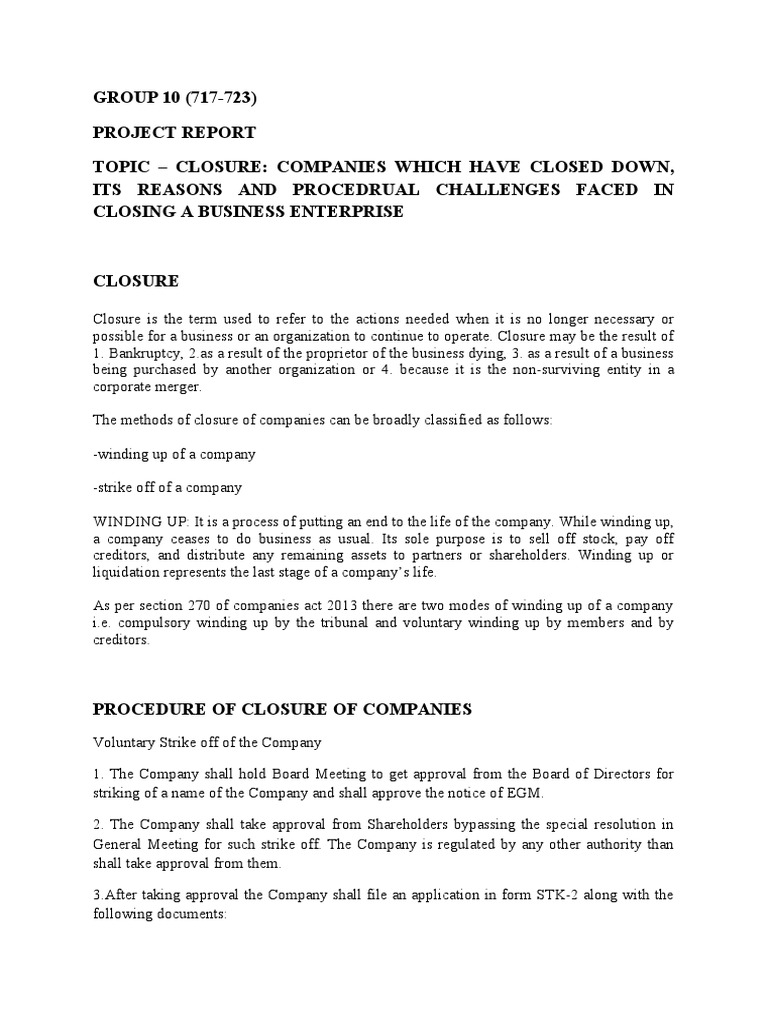 Closure of A Company | PDF | Liquidation | Lehman Brothers