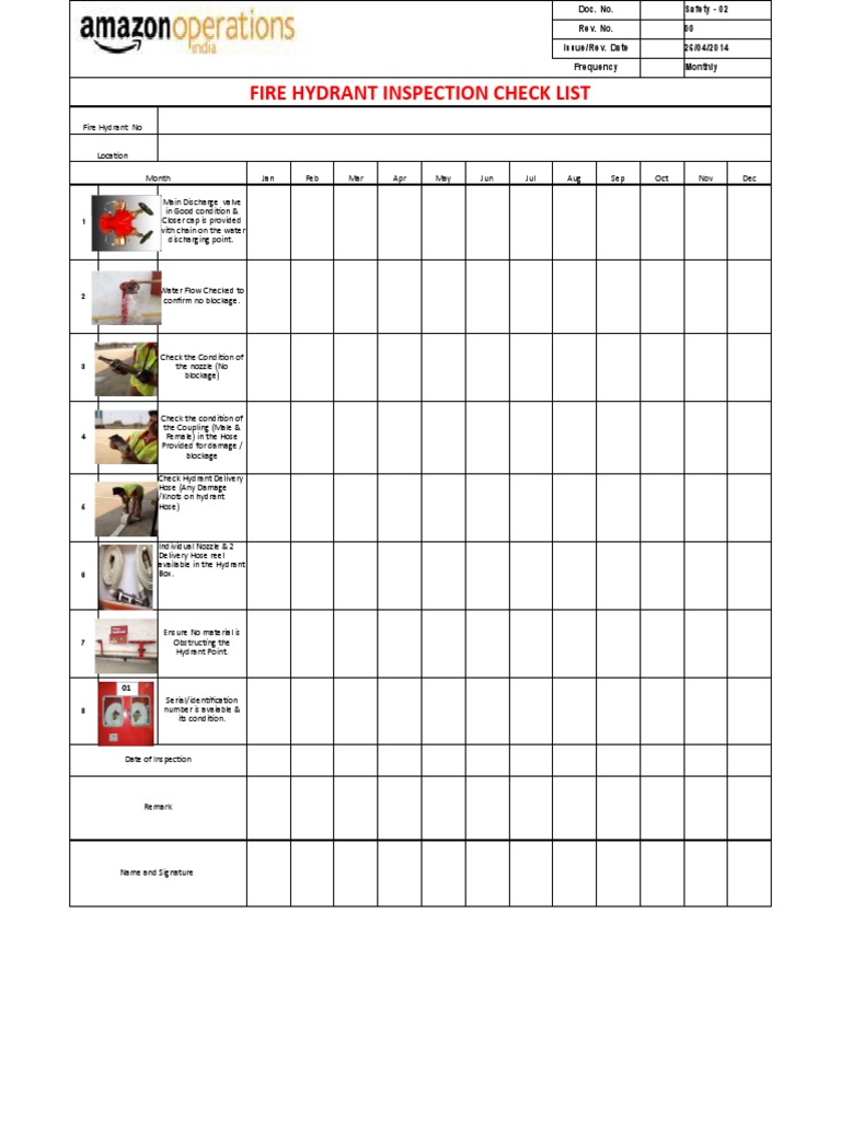 Fire Hydrant Inspection Check List | Download Free PDF | Hydraulics ...
