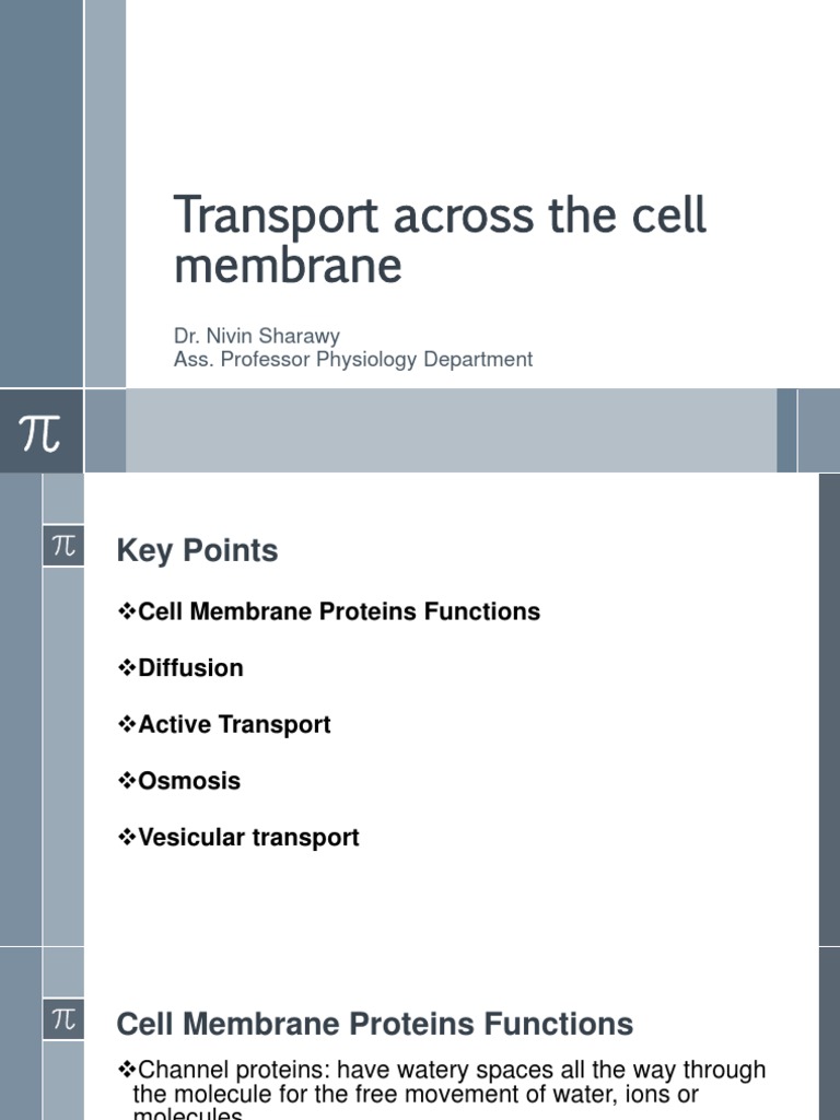 Lect1 Transport Across Cell Membrane | PDF | Cell Membrane | Osmosis