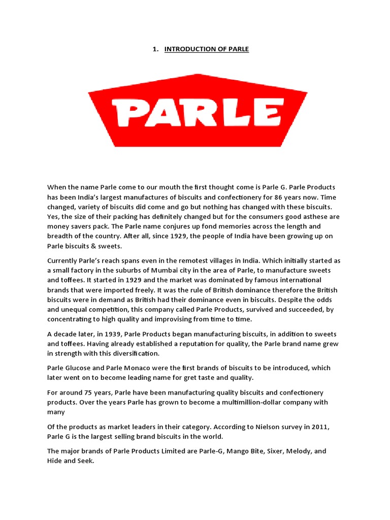 Introduction of Parle | PDF | Confectionery | Brand