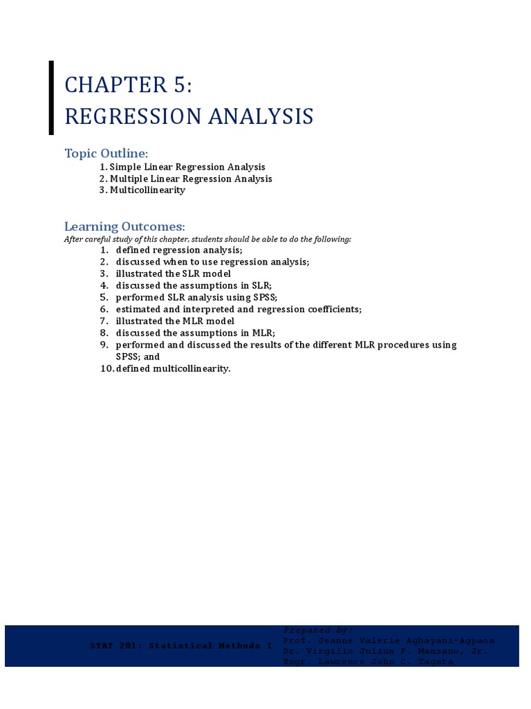 Chapter 5 Regression Analysis | PDF | Regression Analysis | Linear ...
