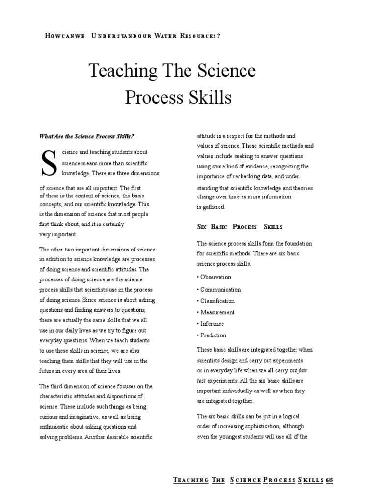 Teaching The Science Process Skills: H U W R | PDF | Science | Experiment