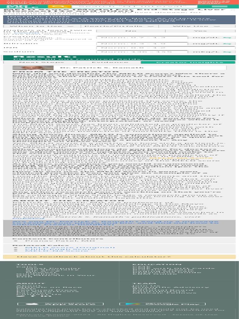 MELD Score (Model For End-Stage Liver Disease) (12 and Older) - MDCalc ...