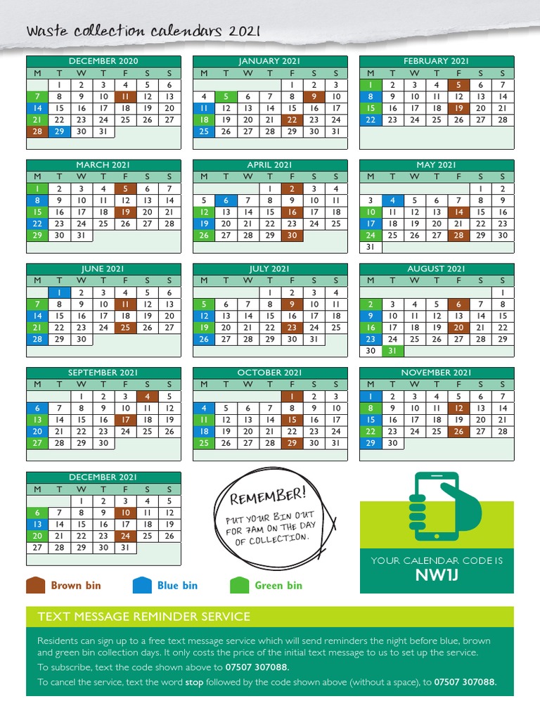 Waste and Recycling Collection Calendar for 2021: A Guide to Bin ...