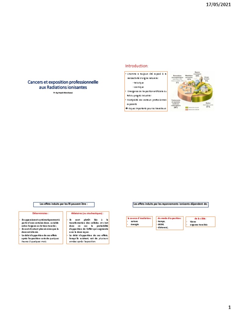 Cancers Et Exposition Professionnelle Aux Radiations Ionisantes | PDF ...
