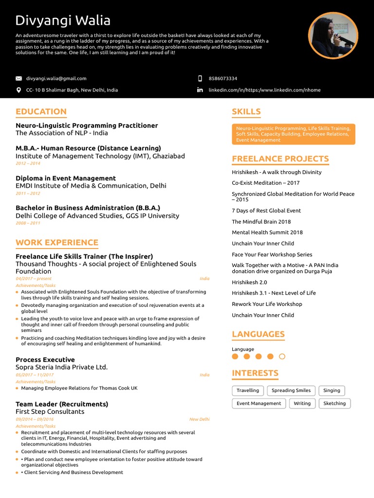 Divyangi Walia: Education Skills | PDF | Neuro Linguistic Programming ...