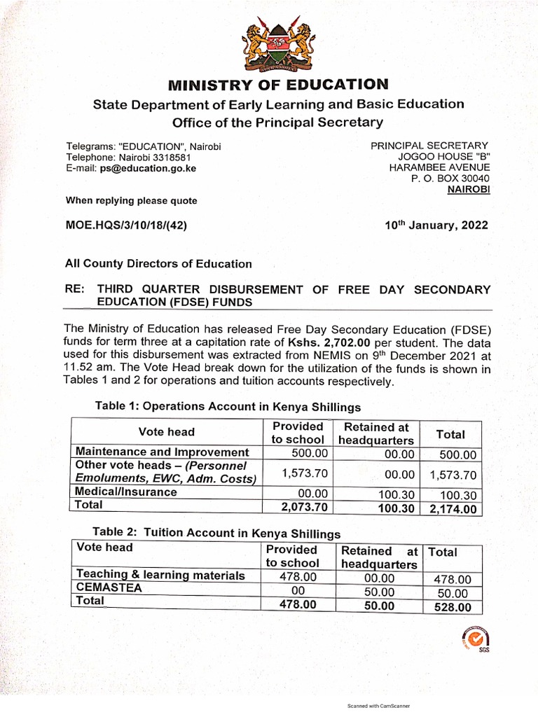 FDSE Disbursement Circular - January 2022 | PDF