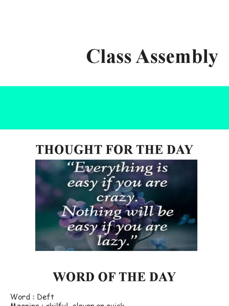 Class Assembly | PDF | Law | Science & Mathematics
