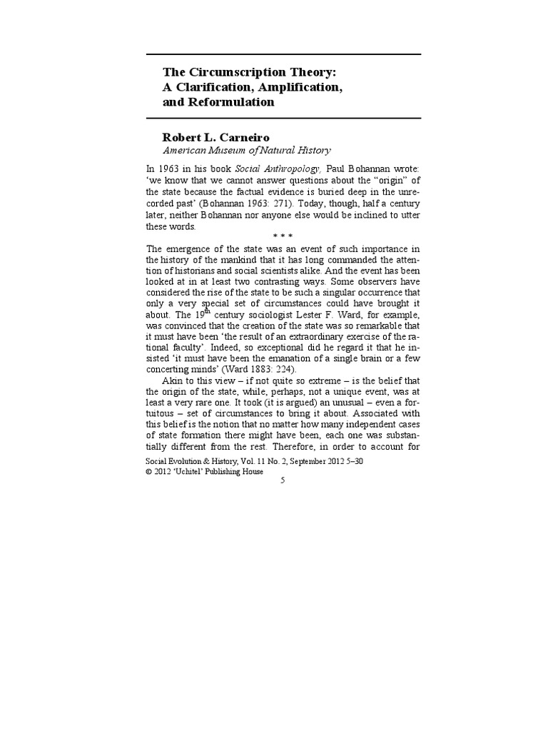 Carneiro, Robert L. - The Circumscription Theory - A Clarification, Amplification and ...