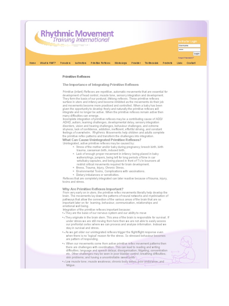 Rhythmic Movement Training International - Primitive Reflexes ...