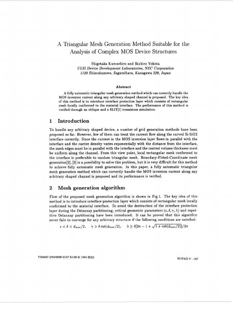 Triangular Mesh Generation for Complex MOS Device Analysis | PDF | Mosfet | Field Effect Transistor