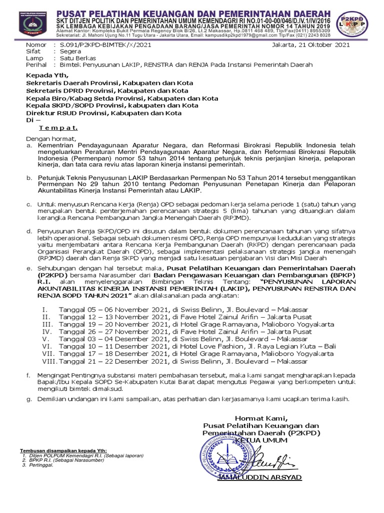 Bimtek Penyusunan Renstra dan Renja 2021 | PDF