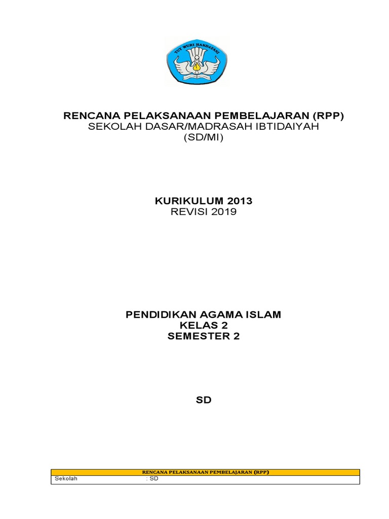 RPP 1 Lembar KELAS 2 SMT 2 | PDF