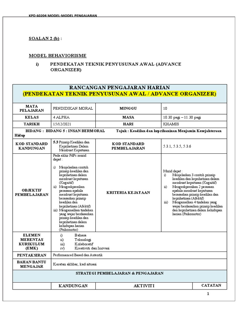 Cotoh RPH (Soalan 2) | PDF