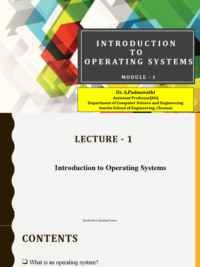 Intro to Operating Systems Guide | PDF | Operating System | Kernel ...