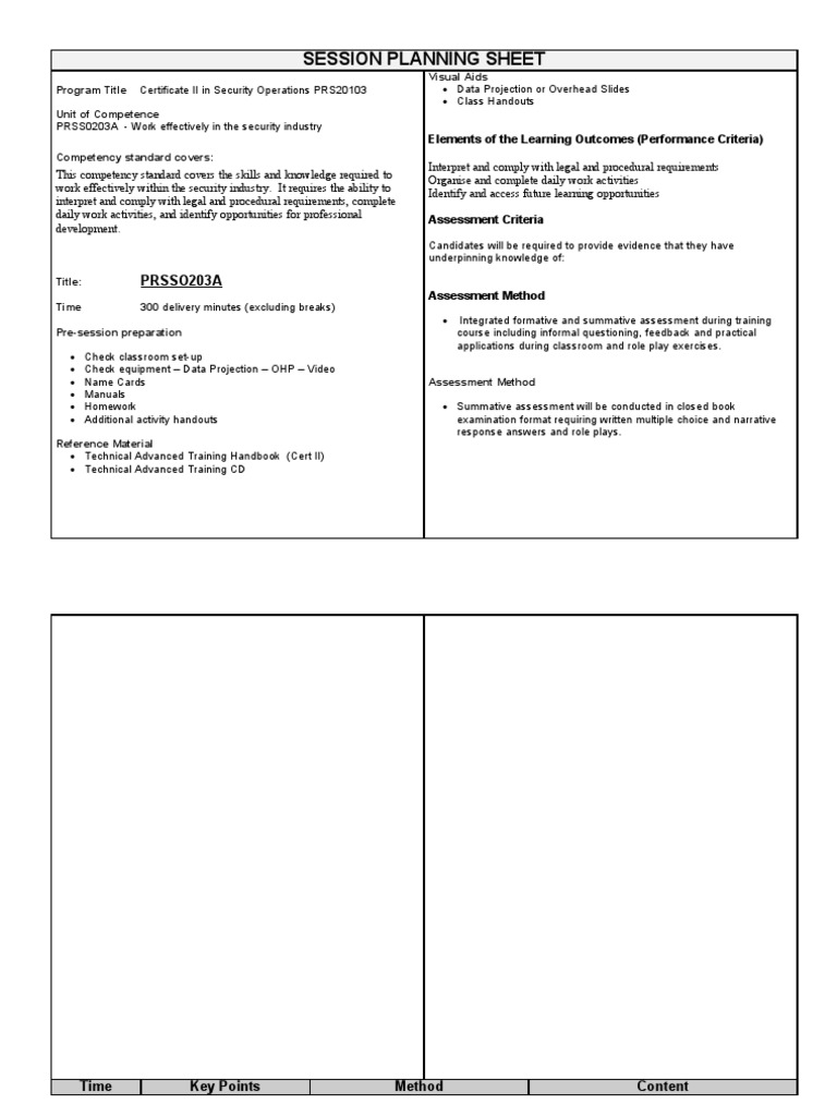 Security Operations Session Plan | PDF | Occupational Safety And Health ...