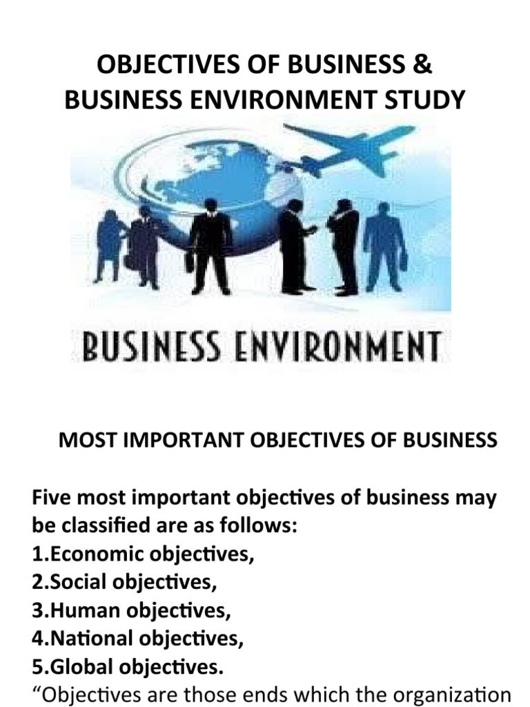 Objectives of Business Environment Study | PDF | Goal | Employment