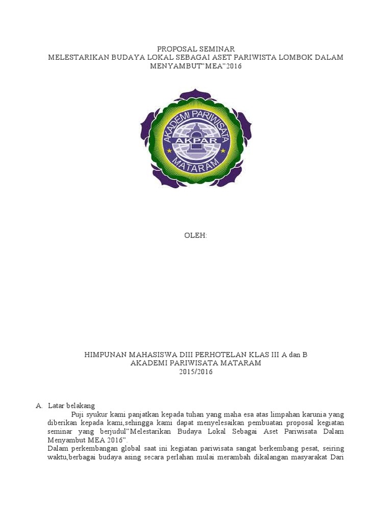 Contoh Proposal 3 | PDF | Karier & Perkembangan | Perjalanan
