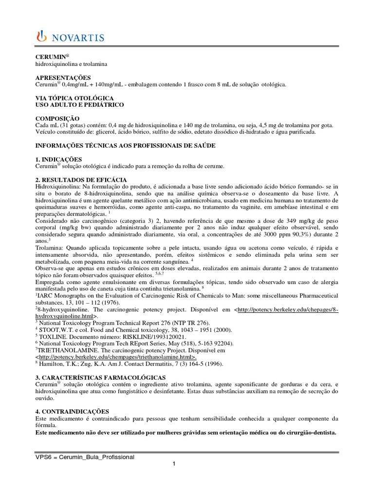 Bula CERUMIN Solucao Otologica Medico | PDF | Gravidez | Amamentação