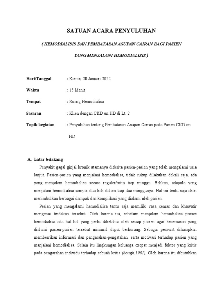 Penyuluhan Pembatasan Cairan CKD on HD | PDF | Kesehatan Holistik | Sains & Matematika